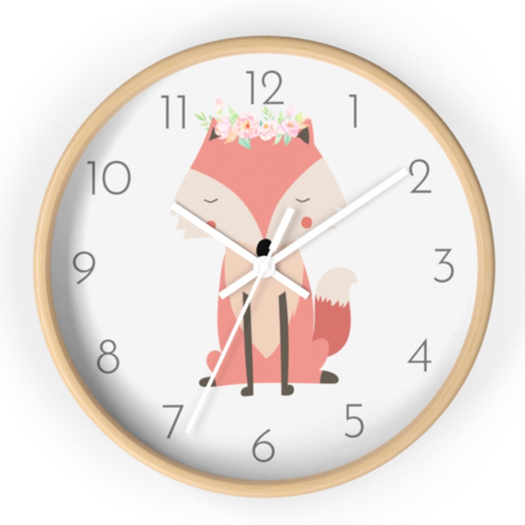 Woodland Fox Wall Clock, Nursery Clocks Decor, Boho Nursery Fox, Modern ...