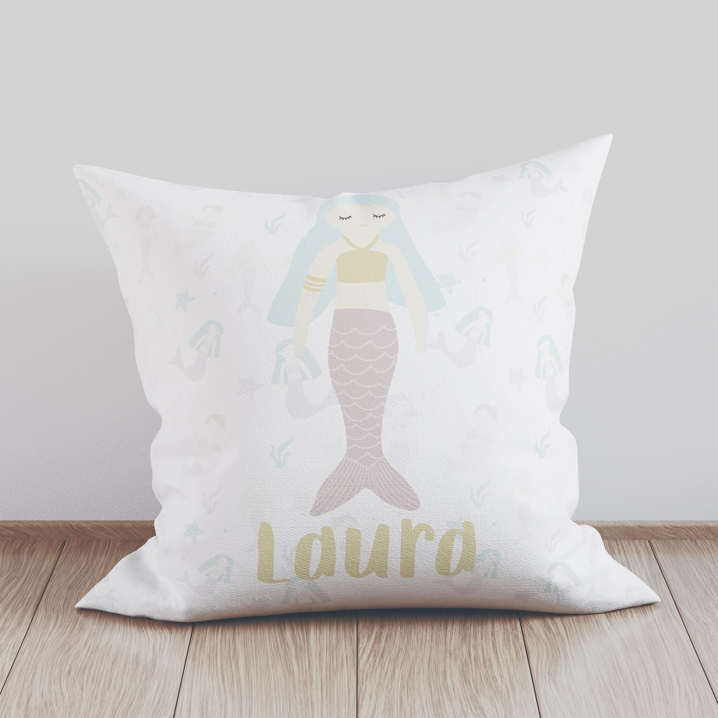 Personalized Mermaid Pillow, Mermaid Nursery, Custom Pillow Case, Gift ...