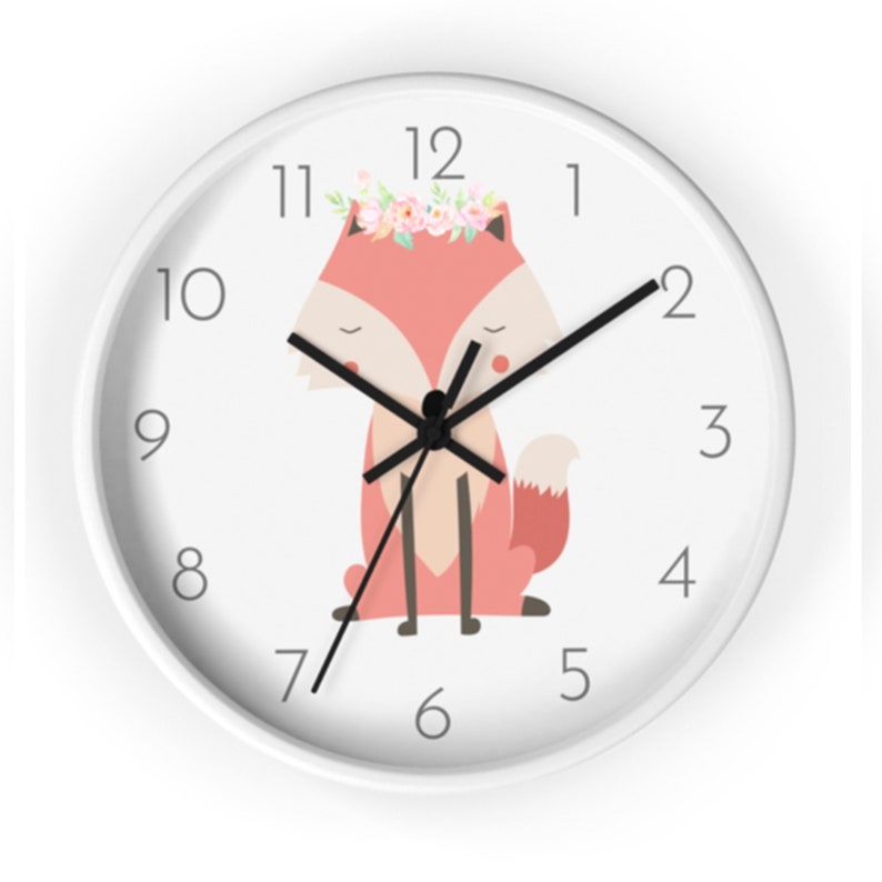 Woodland Fox Wall Clock, Nursery Clocks Decor, Boho Nursery Fox, Modern ...