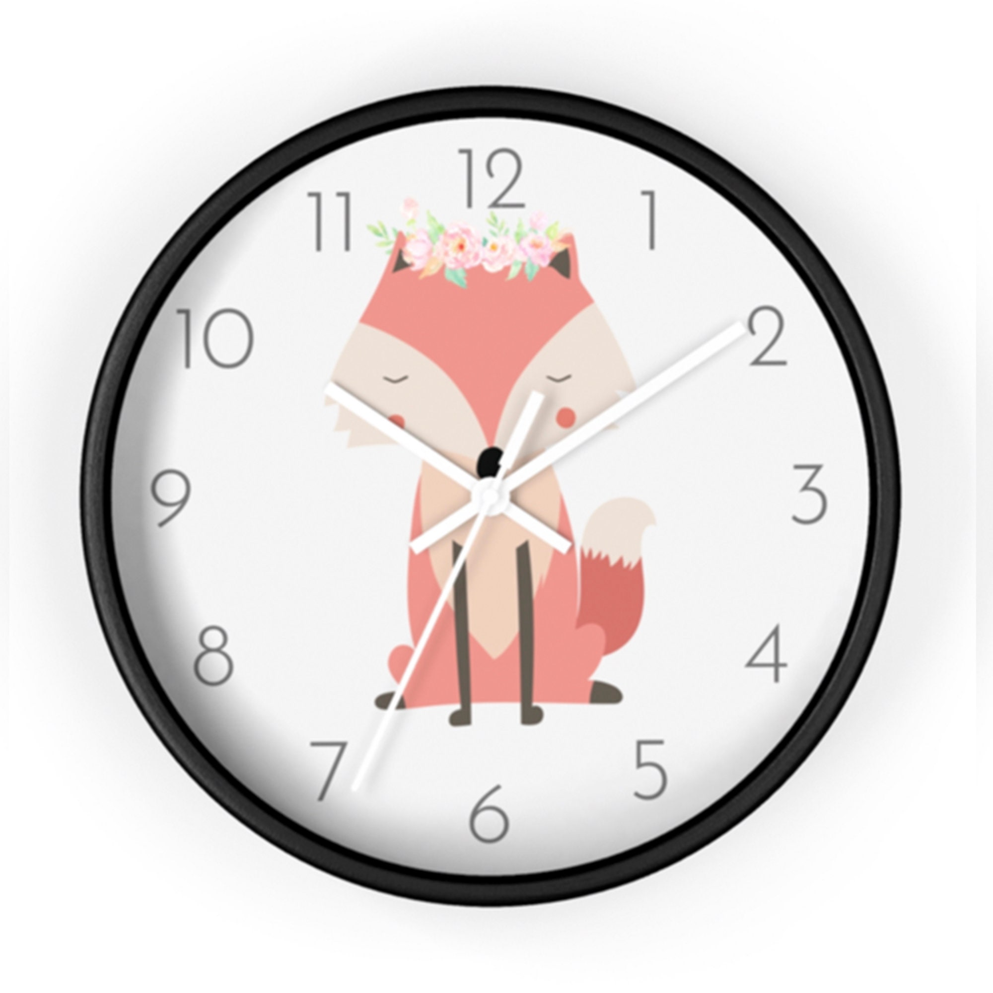 Woodland Fox Wall Clock, Nursery Clocks Decor, Boho Nursery Fox, Modern ...