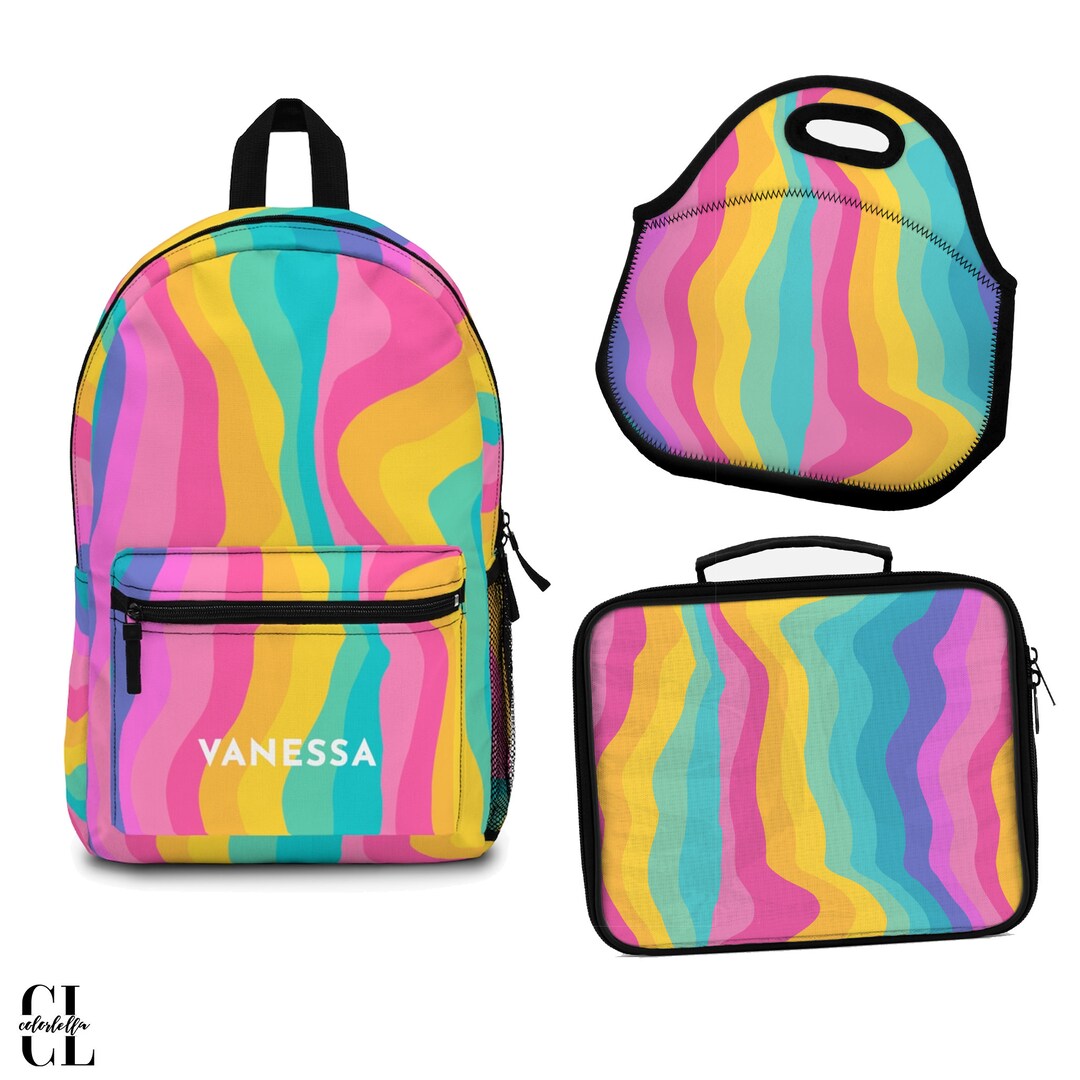 Hot Pink Rainbow Backpack, Back to School Neon Colors Bag, Back to ...