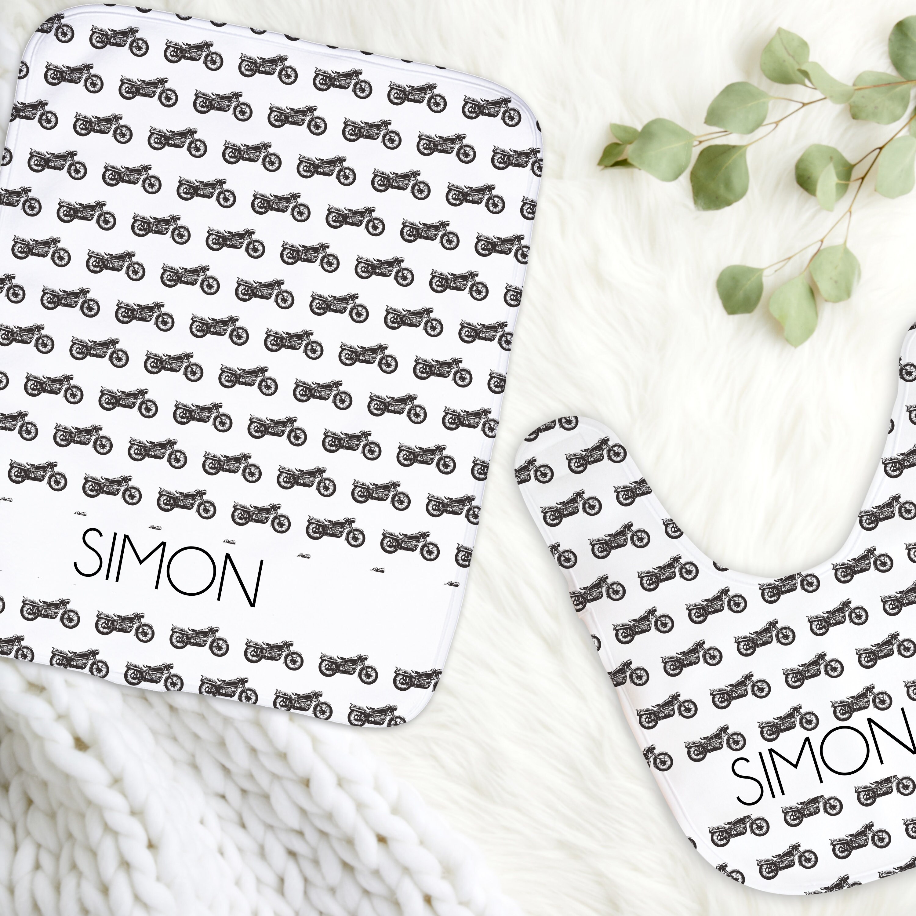 Biker Baby Gift Set Bib and Burp Cloth Custom Biker Bib - Etsy