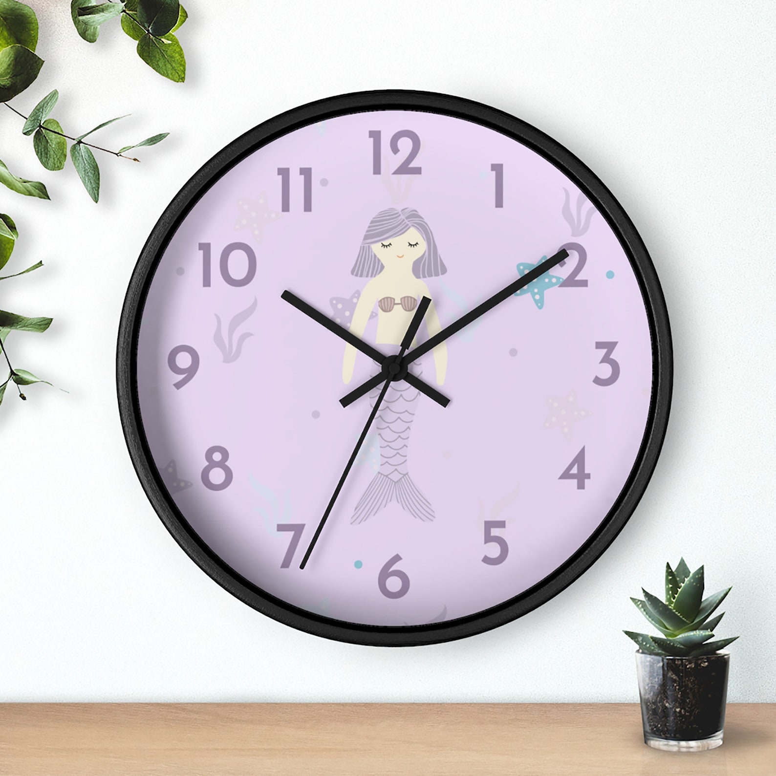 Purple Mermaid Clock, Mermaid Room Decor, Under the Sea Nursery Decor ...