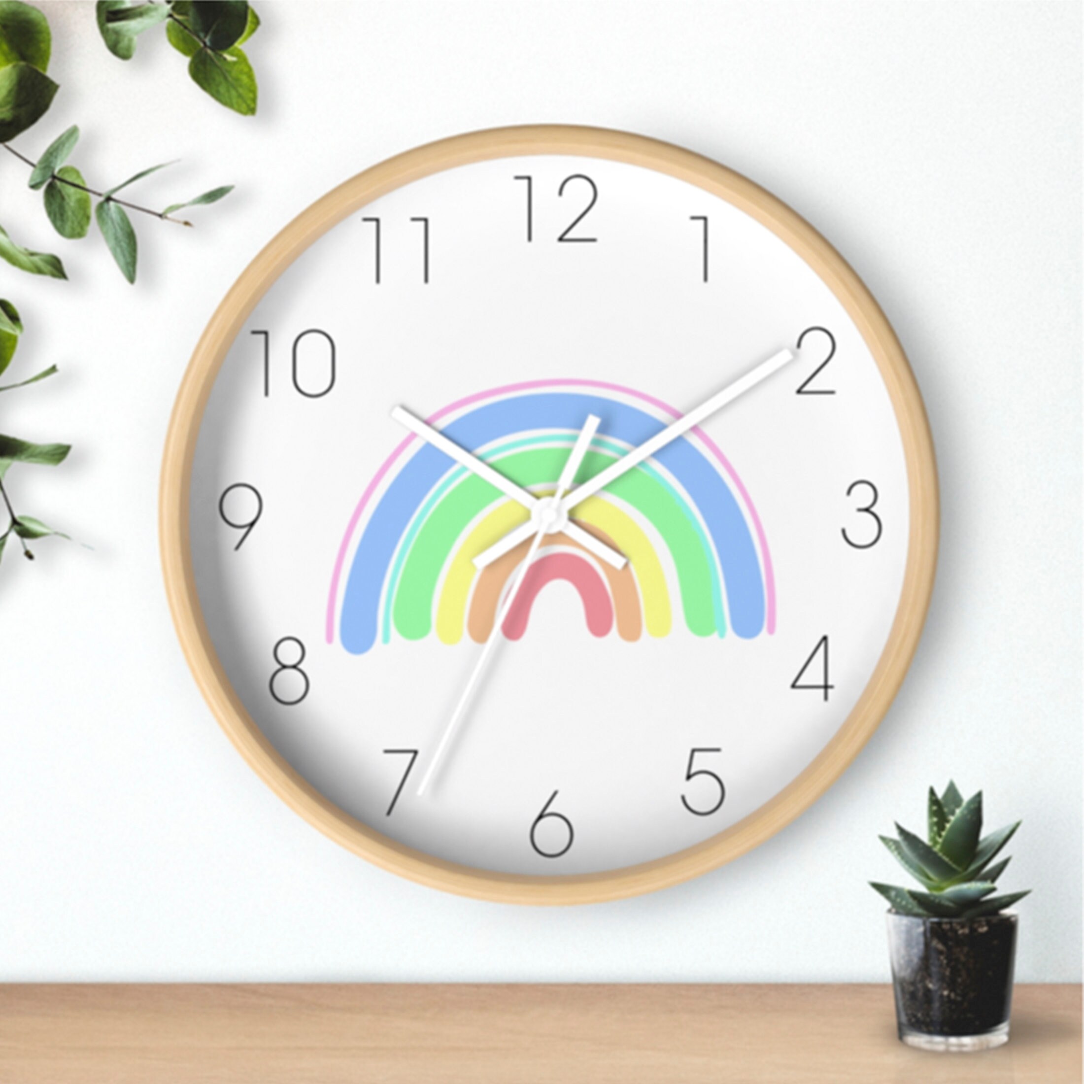 Pastel Rainbow Wall Clock Boho Rainbow Clock Kids Wall - Etsy