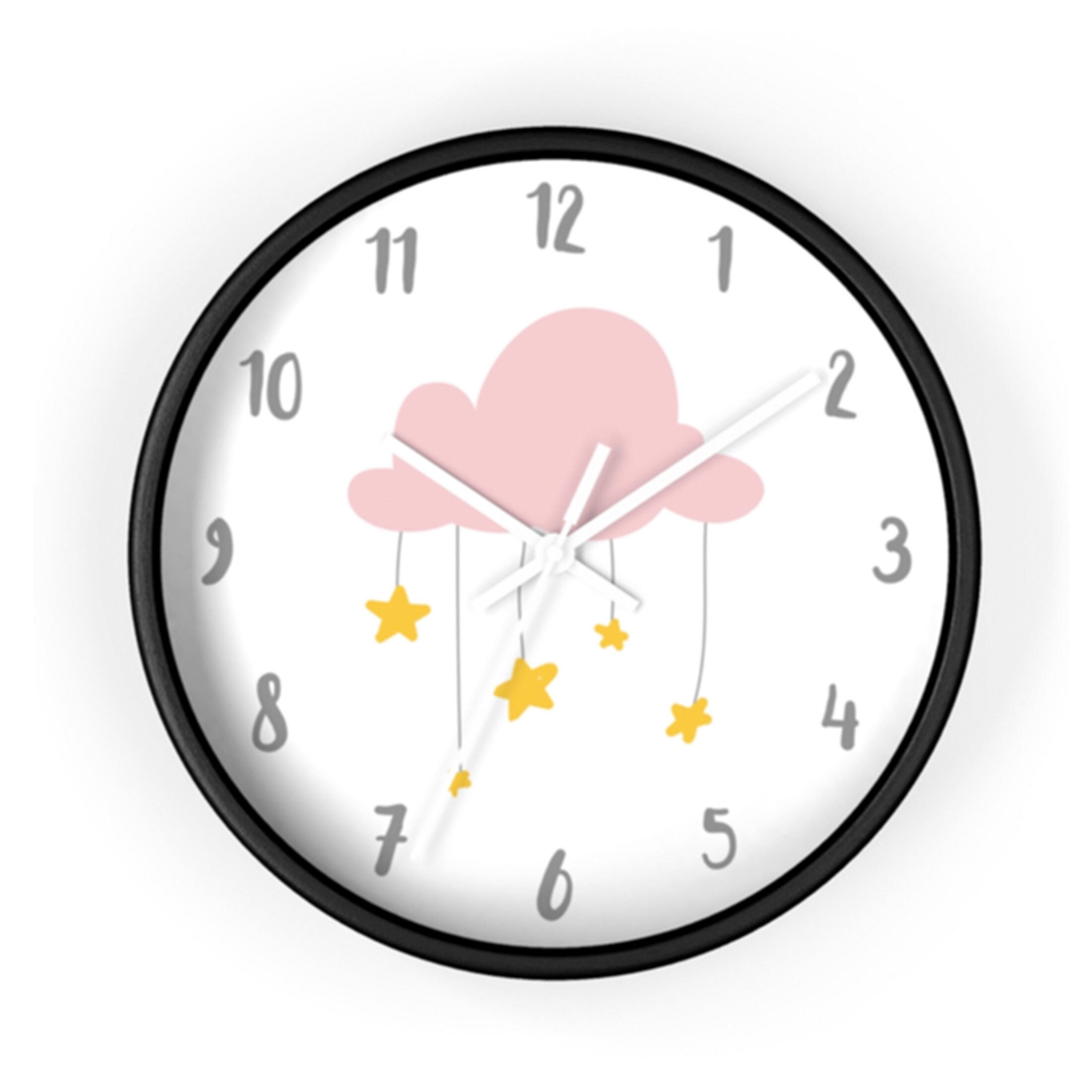 Pink Cloud Wall Clock Twinkle Star Clock Nursery Wall Clock - Etsy
