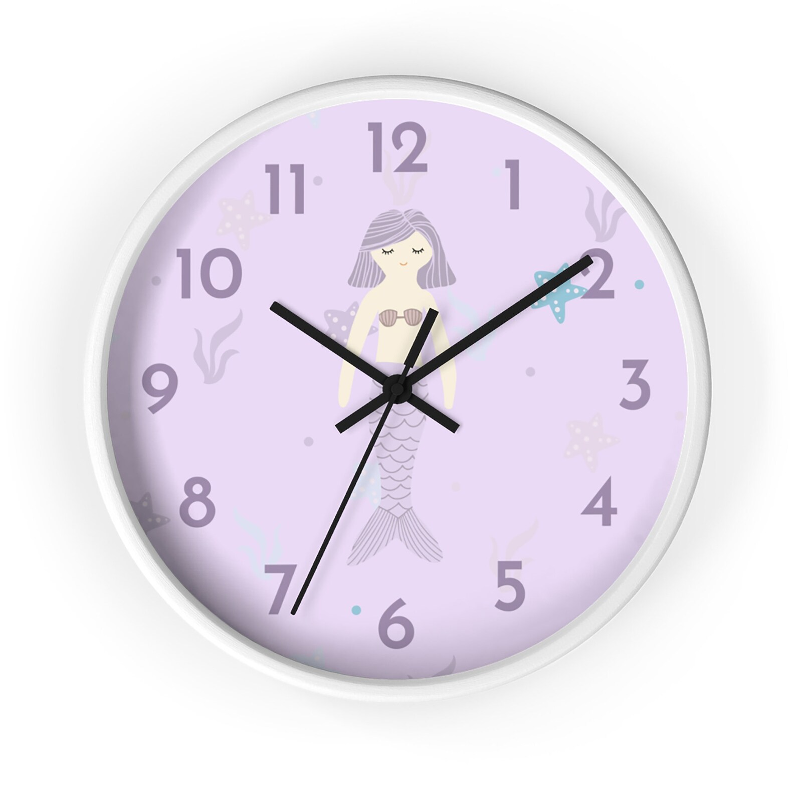 Purple Mermaid Clock, Mermaid Room Decor, Under the Sea Nursery Decor ...