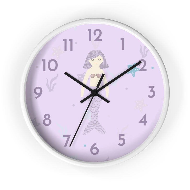 Purple Mermaid Clock, Mermaid Room Decor, Under the Sea Nursery Decor ...