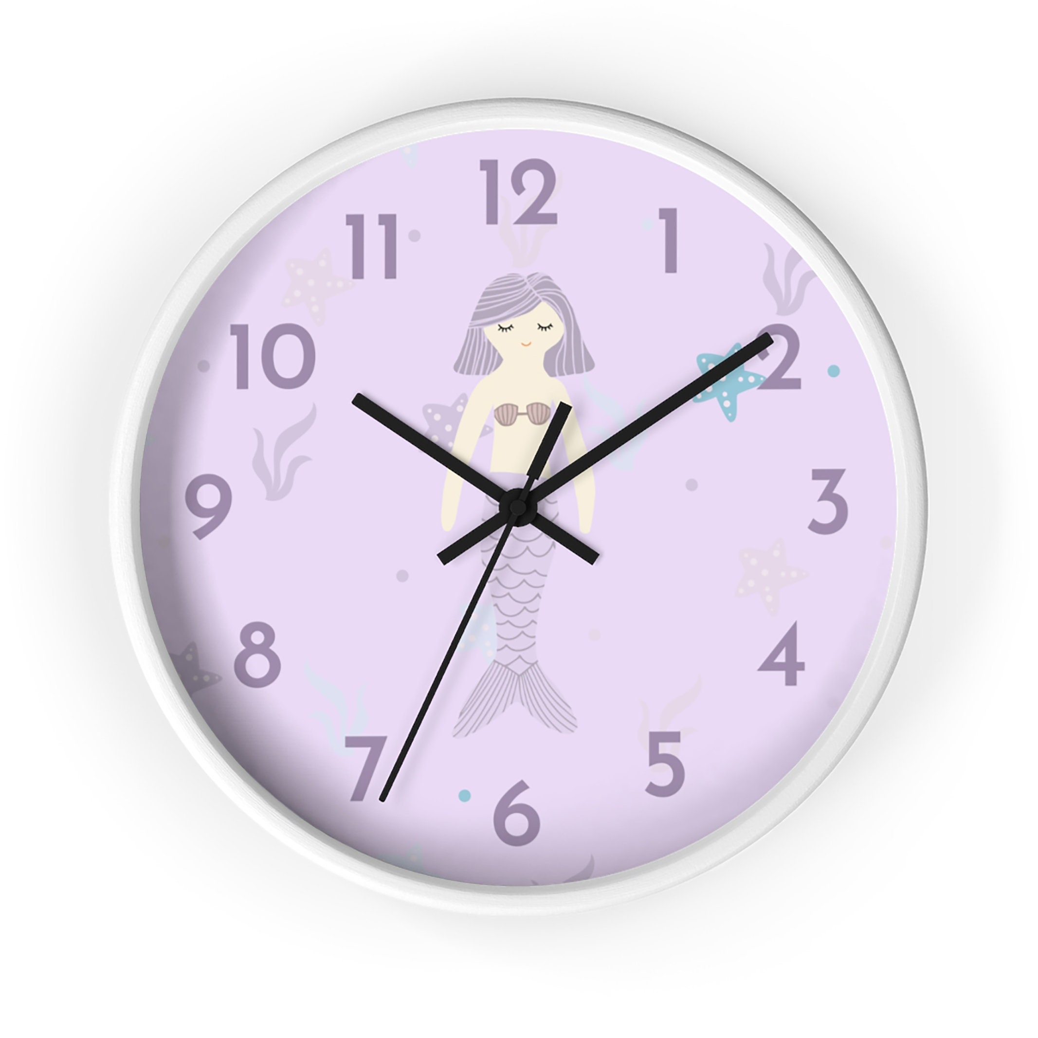 Purple Mermaid Clock, Mermaid Room Decor, Under the Sea Nursery Decor ...