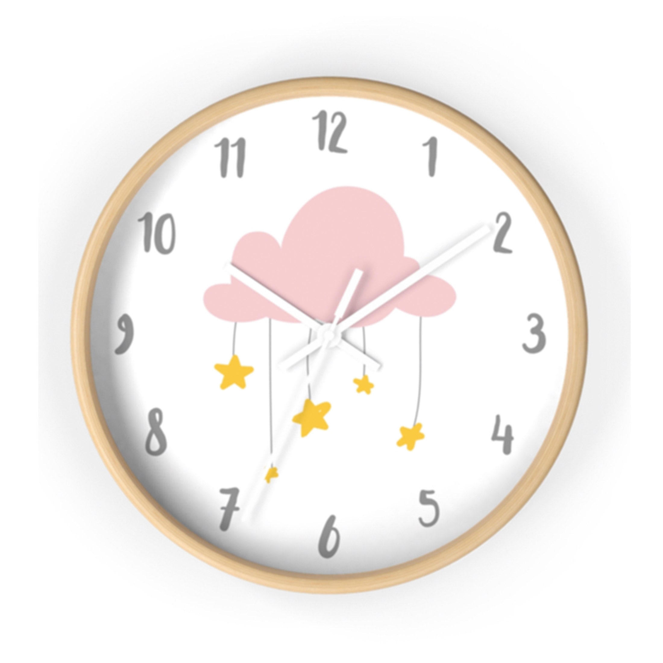 Pink Cloud Wall Clock Twinkle Star Clock Nursery Wall Clock - Etsy