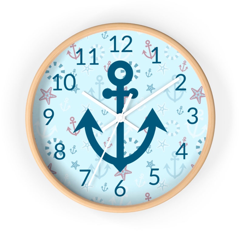 Nautical Clock, Anchor Clock, Kids Wall Clock, Nautical Nursery, Boy ...
