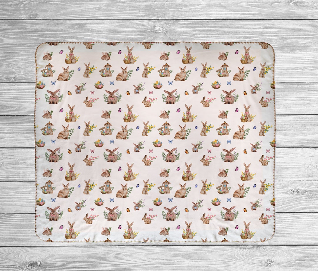 Rabbit Baby Blanket, Bunny Receiving Blanket, Cute Hare Nursery, Baby ...