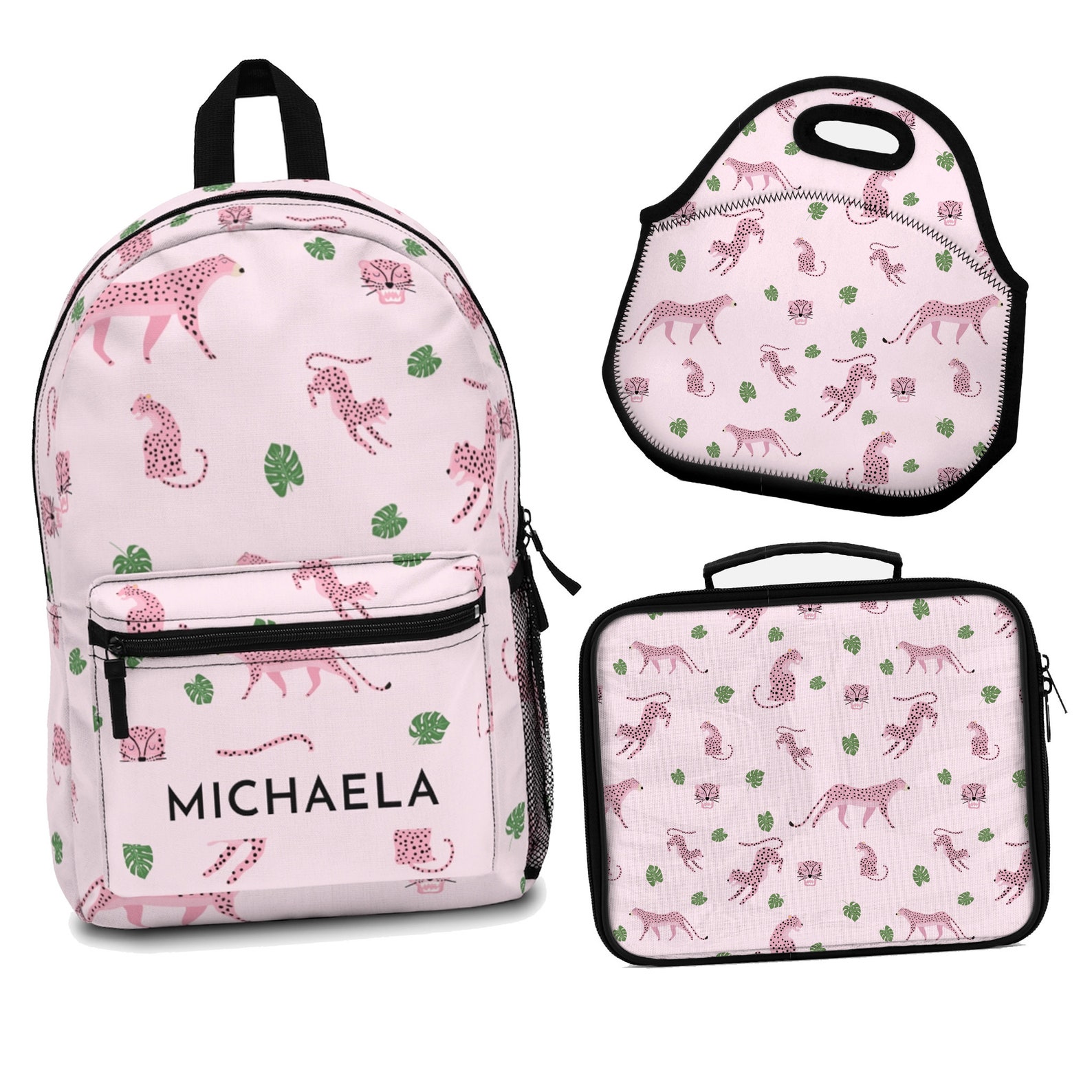 Pink Cheetah Print Backpack, Kids Colorful Leopard Design Backpack ...