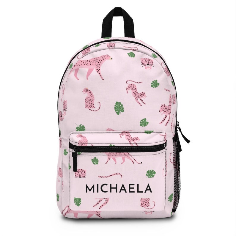 Pink Cheetah Print Backpack, Kids Colorful Leopard Design Backpack ...
