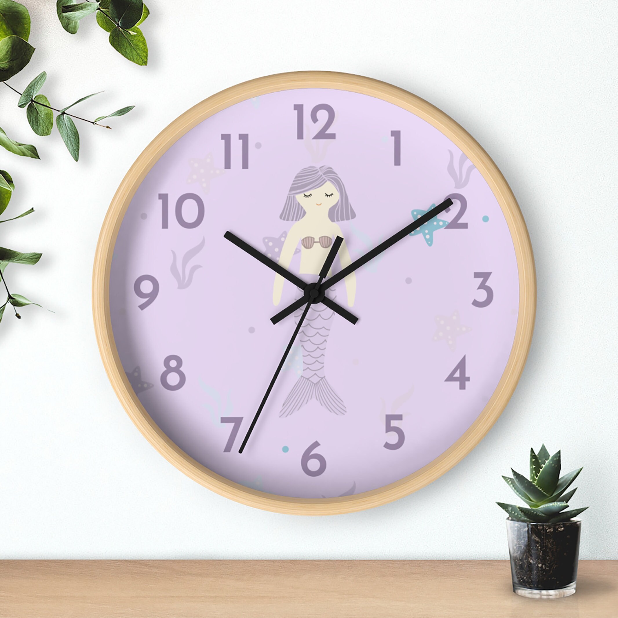 Purple Mermaid Clock Mermaid Room Decor Under the Sea - Etsy