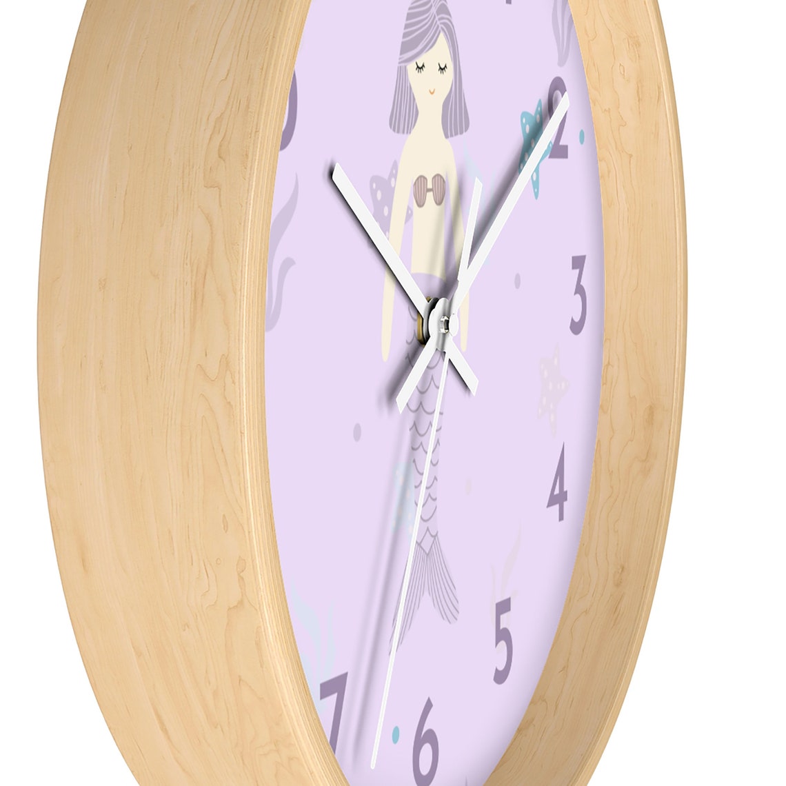 Purple Mermaid Clock Mermaid Room Decor Under the Sea | Etsy