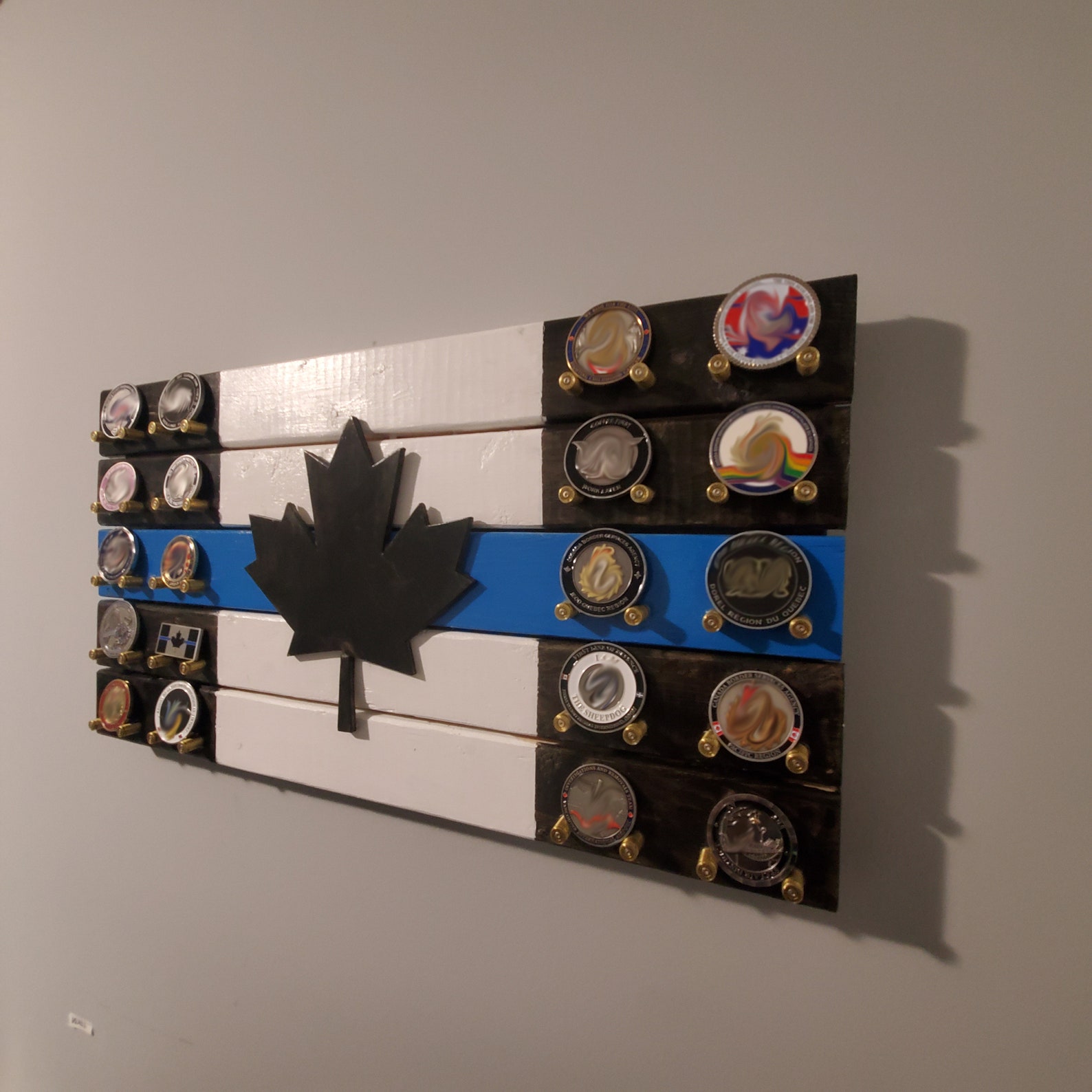 Challenge coin display board with bullet casings | Etsy