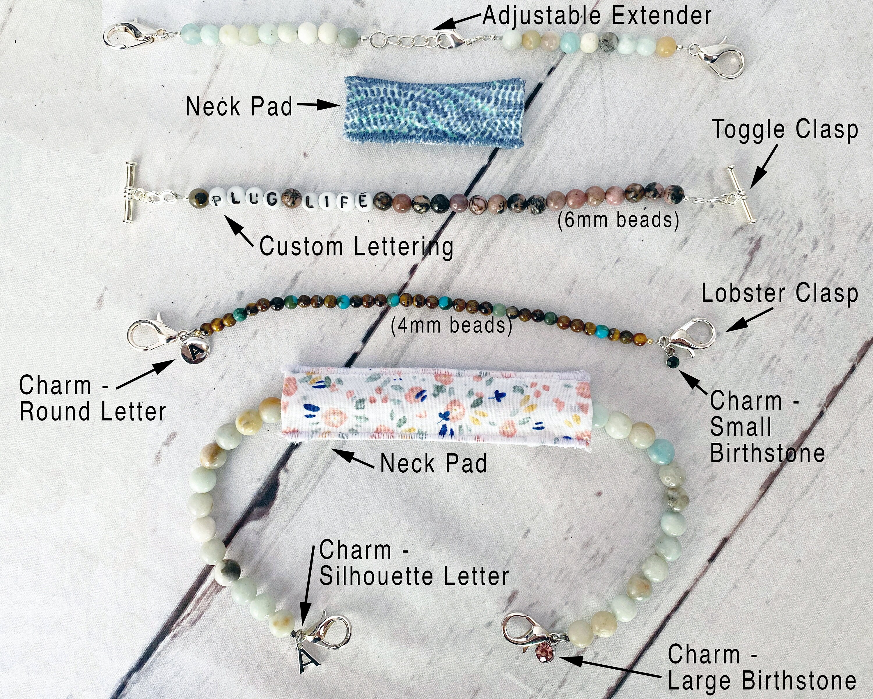 Beaded Trach Ties Standard Beads Customizable can Be Made - Etsy
