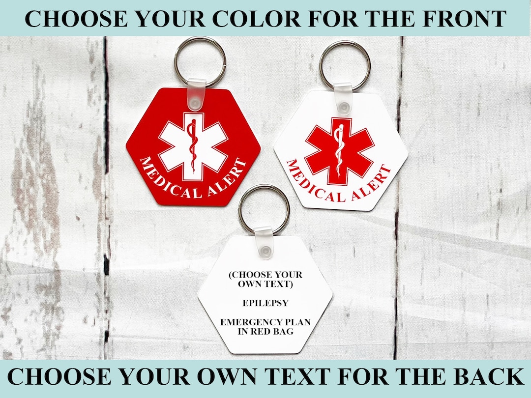 Aluminum Keychain Medical Alert - Double Sided - Choice of Color - Etsy