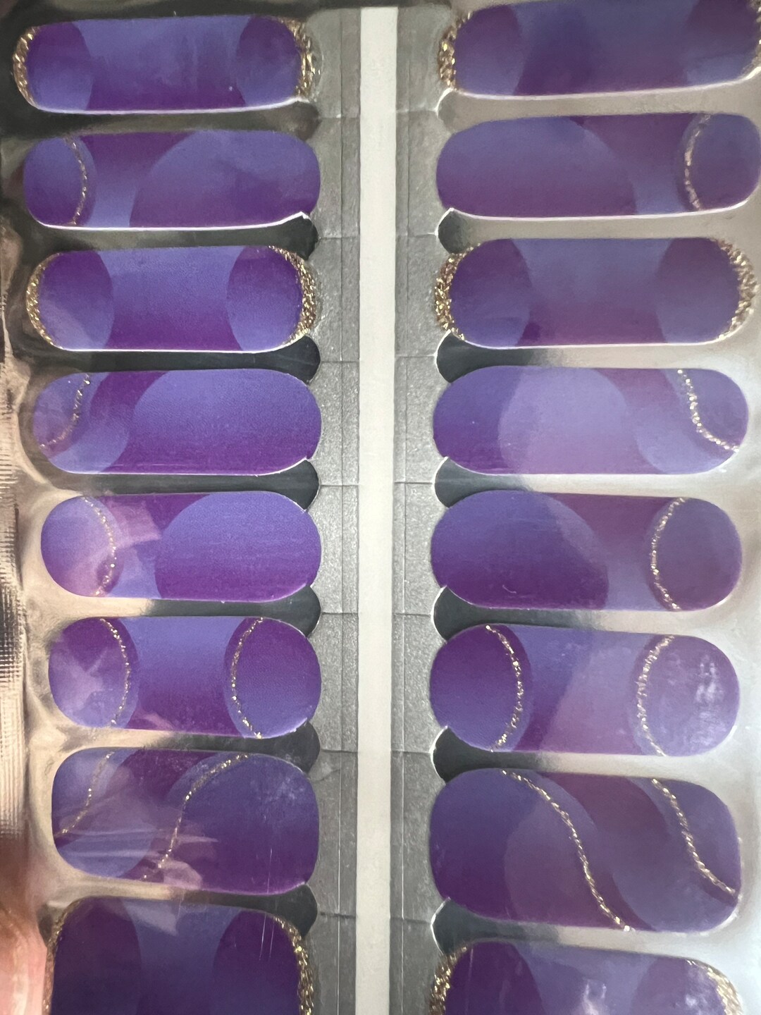 100% Nail Polish Strips Purple Shadows With Glitter Wave - Etsy