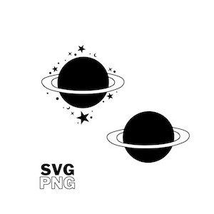 Planet With Stars SVG and PNG Files for Cricut, Silhouette Machine ...