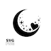 Boho Moon With Heart SVG and PNG Files for Cricut, Silhouette Machine ...