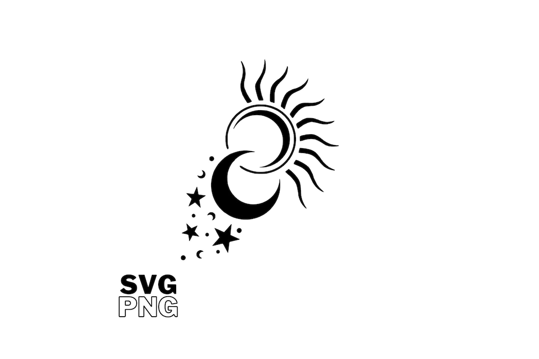 Sun and Moon SVG PNG Files: Cricut, Silhouette, Laser Cutters (digital ...