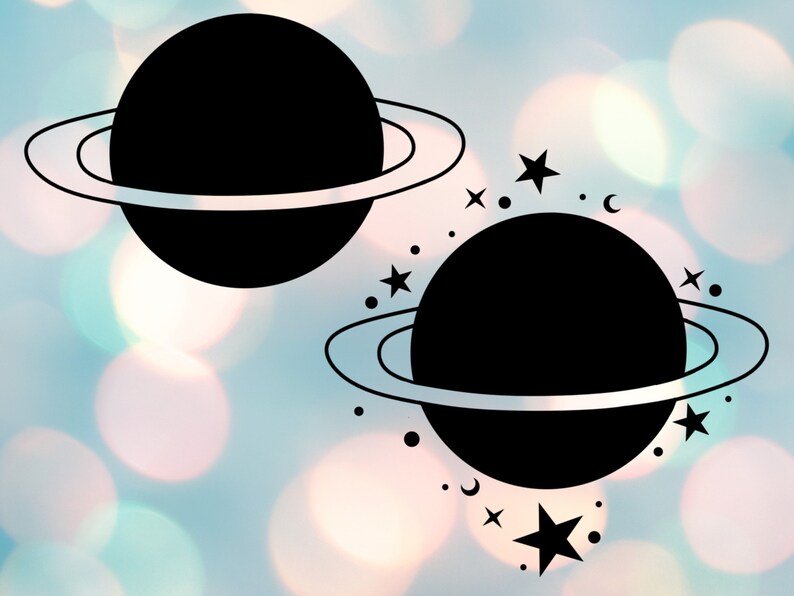 Planet and Stars SVG PNG: Cricut, Silhouette, Laser Cut File (digital ...