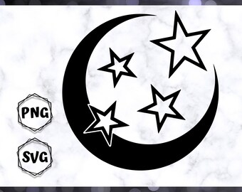 Boho Moon With Heart SVG and PNG Files for Cricut, Silhouette Machine ...