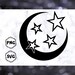 Crescent Moon and Stars SVG and PNG Files for Cricut, Silhouette ...