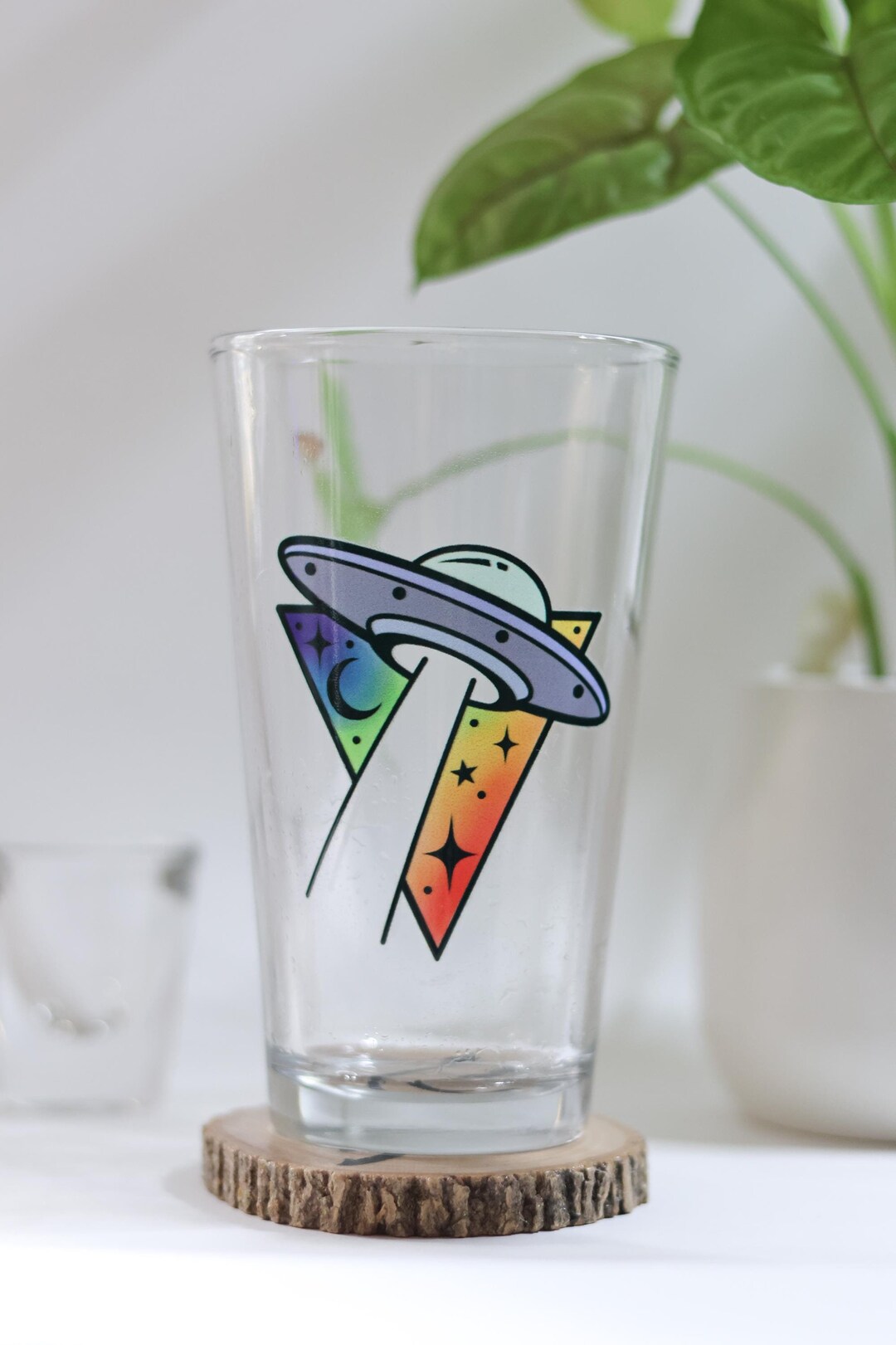Retro Rainbow Spaceship Mixing Glass - 16oz Barware - Etsy