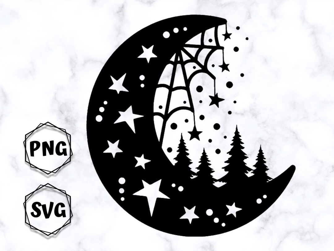 Spider Web Moon SVG and PNG Files for Cricut Silhouette - Etsy