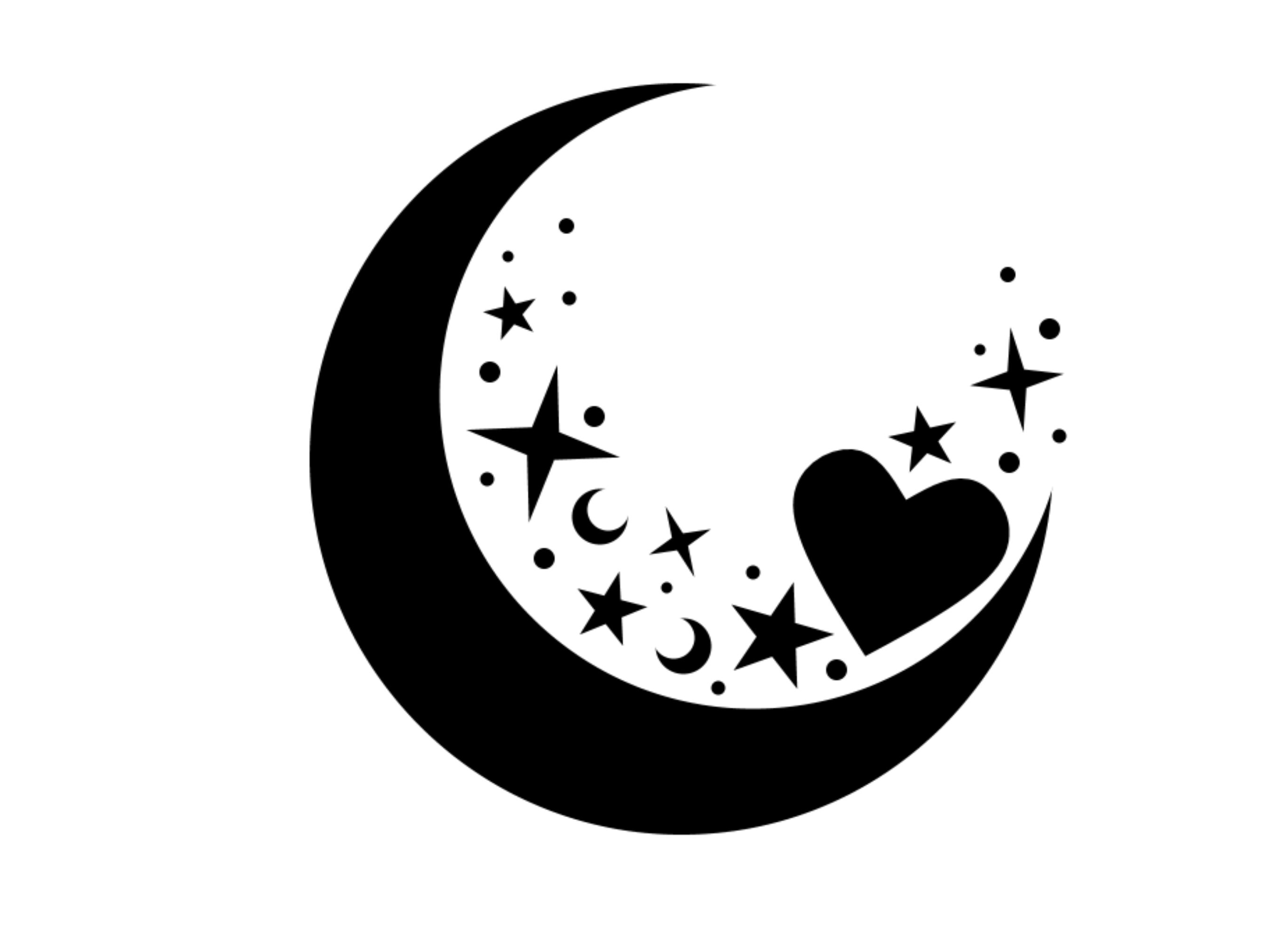 Boho Moon With Heart SVG and PNG Files for Cricut Silhouette - Etsy