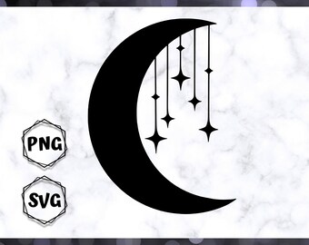 Dripping Crescent Moon SVG and PNG, Files for Cricut, Silhouette ...