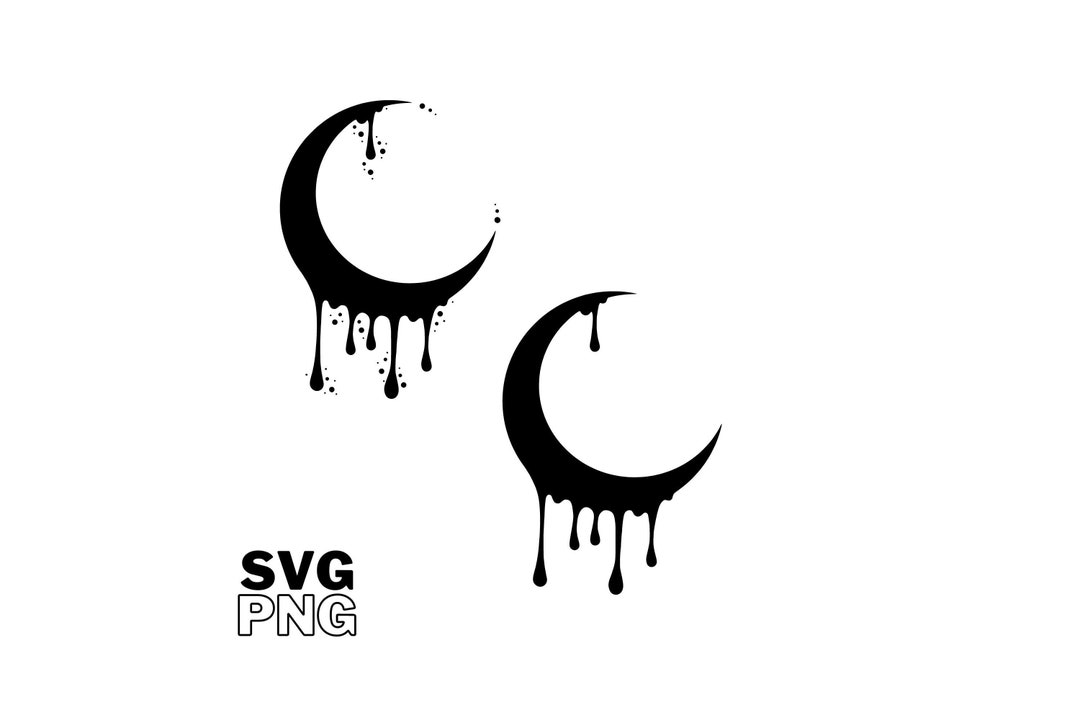 Dripping Crescent Moon SVG and PNG, Files for Cricut, Silhouette ...