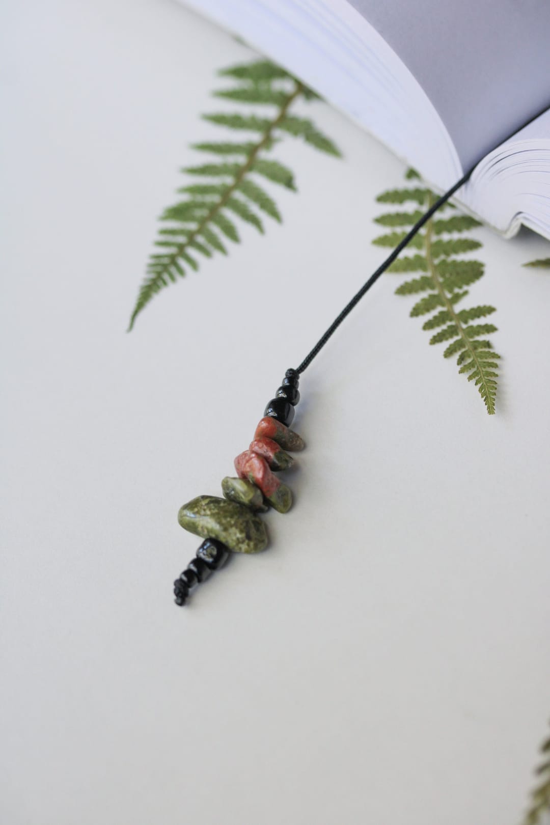 Unakite Stone Beaded Bookmark, Nylon String, Book Accessories - Etsy