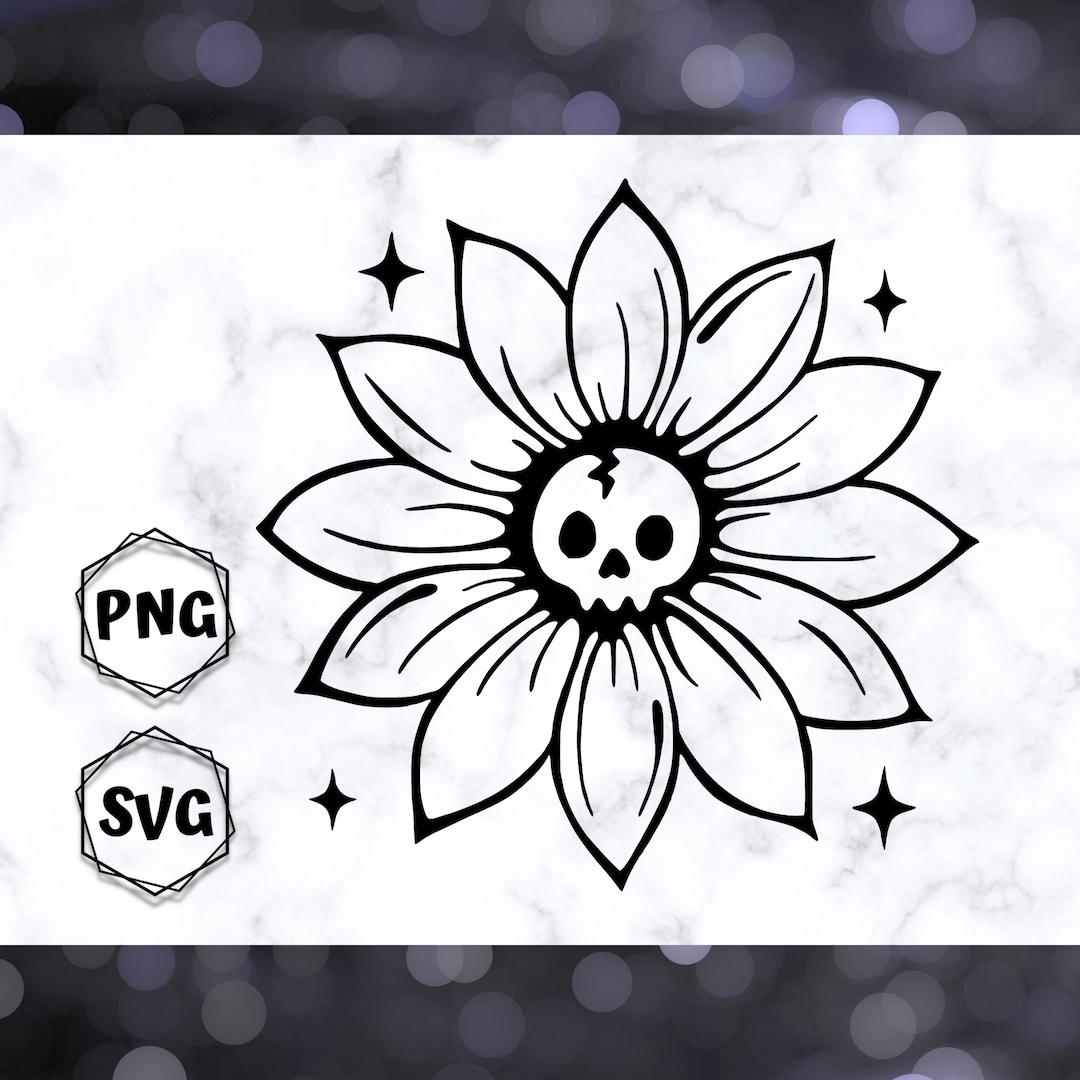 Skull Flower SVG and PNG Files for Circuit, Halloween Cut Files, Spooky ...