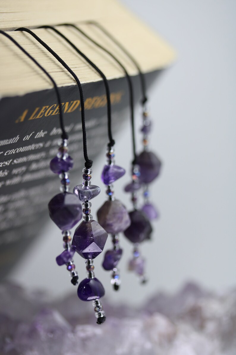 Amethyst Beaded Bookmark String Book Thong Page Holder for - Etsy