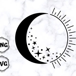 Moon and Sun SVG PNG Bundle: Celestial Cricut Files - Etsy
