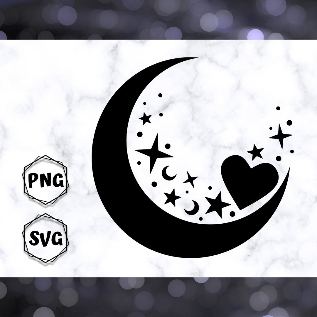 Boho Moon With Heart SVG and PNG Files for Cricut, Silhouette Machine ...