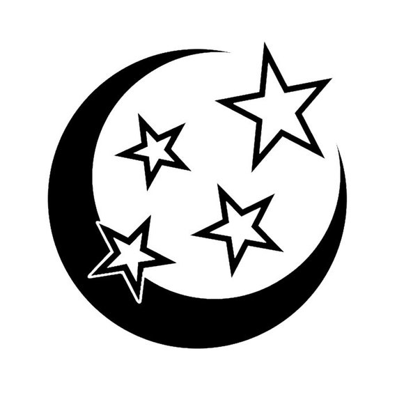 Crescent Moon and Stars SVG and PNG Files for Cricut | Etsy