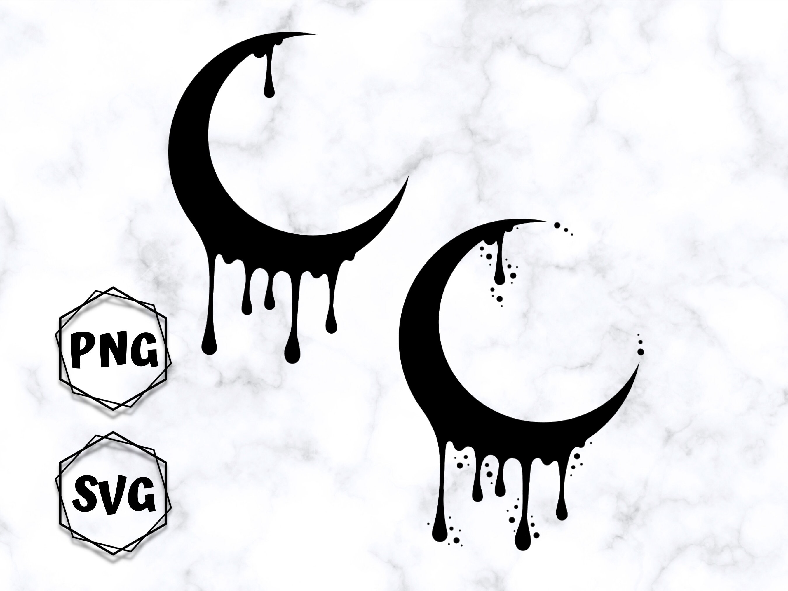 Dripping Crescent Moon SVG and PNG Files for Cricut - Etsy Singapore