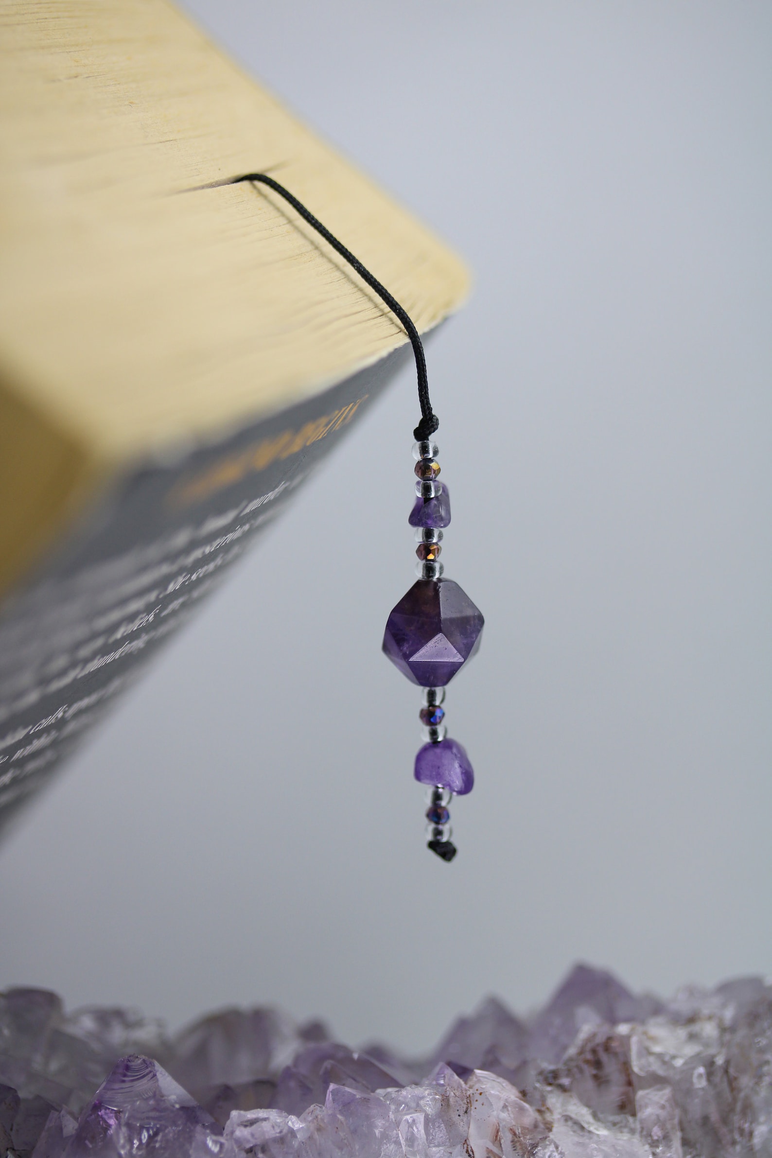 Amethyst Beaded Bookmark String Book Thong Page Holder for - Etsy