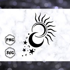 Sun and Moon SVG PNG Files: Cricut, Silhouette, Laser Cutters (digital ...