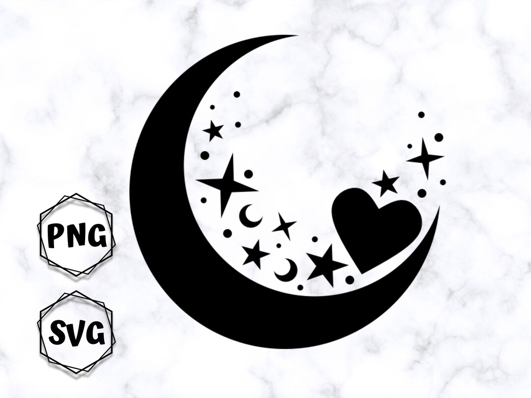 Boho Moon With Heart SVG and PNG Files for Cricut Silhouette - Etsy
