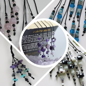 Amethyst Beaded Bookmark, String Book Thong, Page Holder for Diaries ...
