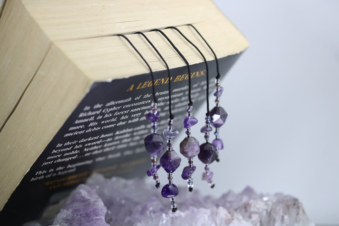 Amethyst Beaded Bookmark String Book Thong Page Holder for - Etsy