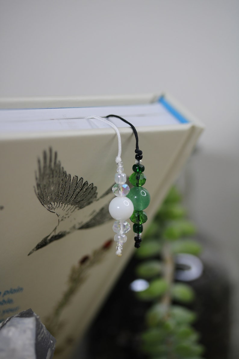 Stone and Crystal Beaded Bookmarks, String Book Thong, Page Holder for ...