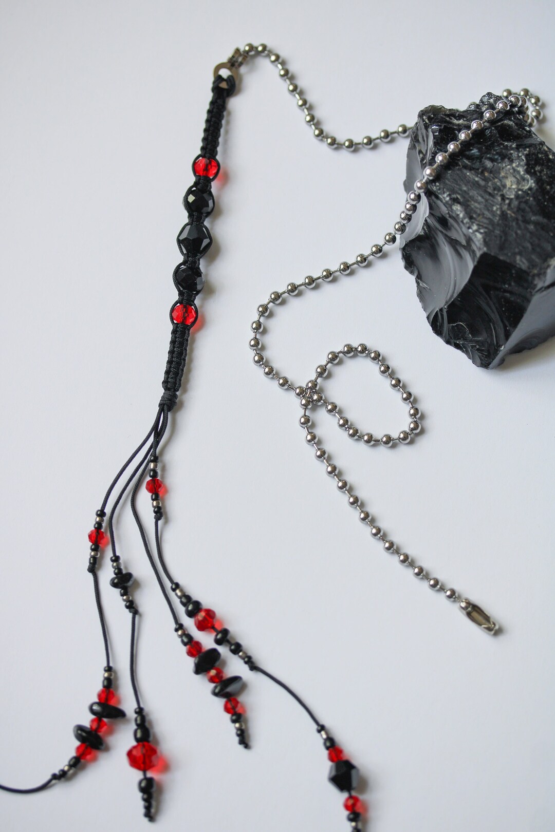 Red and Black Crystal Fan Chain Pull, Decorative Ceiling Fan Pulls ...