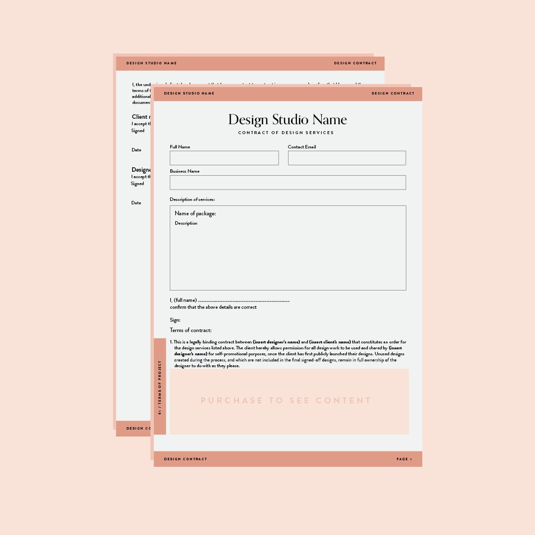 Plantilla de contrato de diseño / Indesign y Word / Sunday Studio ...