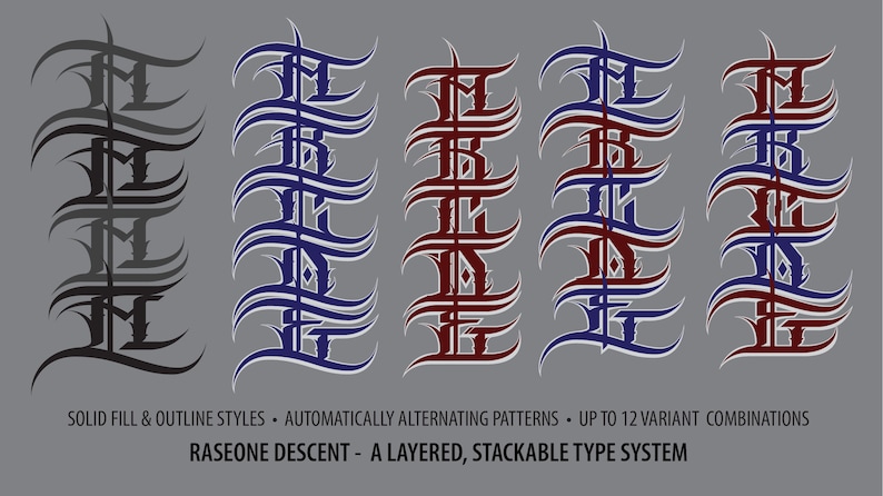 Rase Descent - Vertical Graffiti & Tattoo Font - Etsy